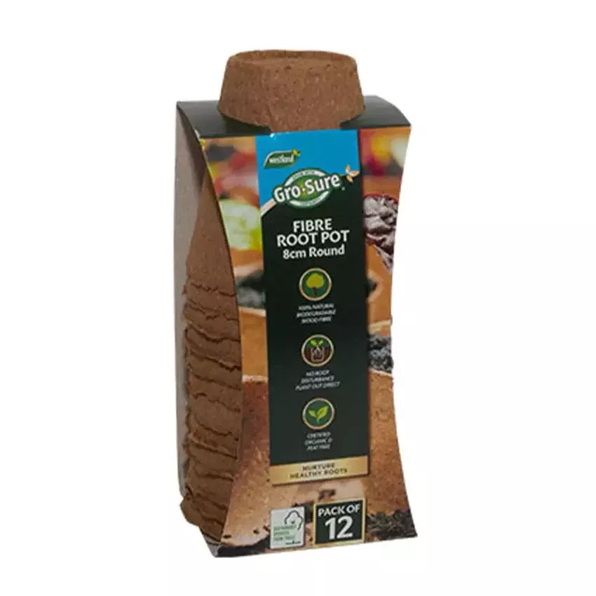 Gro-Sure Fibre Root Pot Round 8cm 12 Pack - Groves Nurseries & Garden ...
