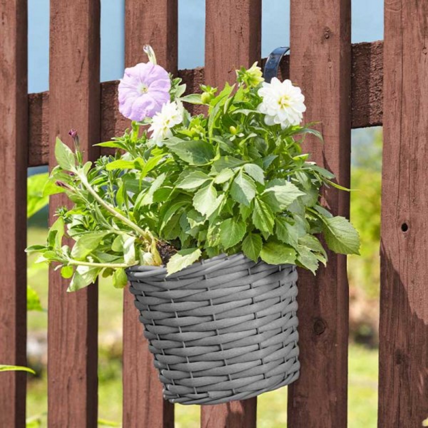 Smart Faux Rattan Pot 8" Slate - Groves Nurseries & Garden Centre